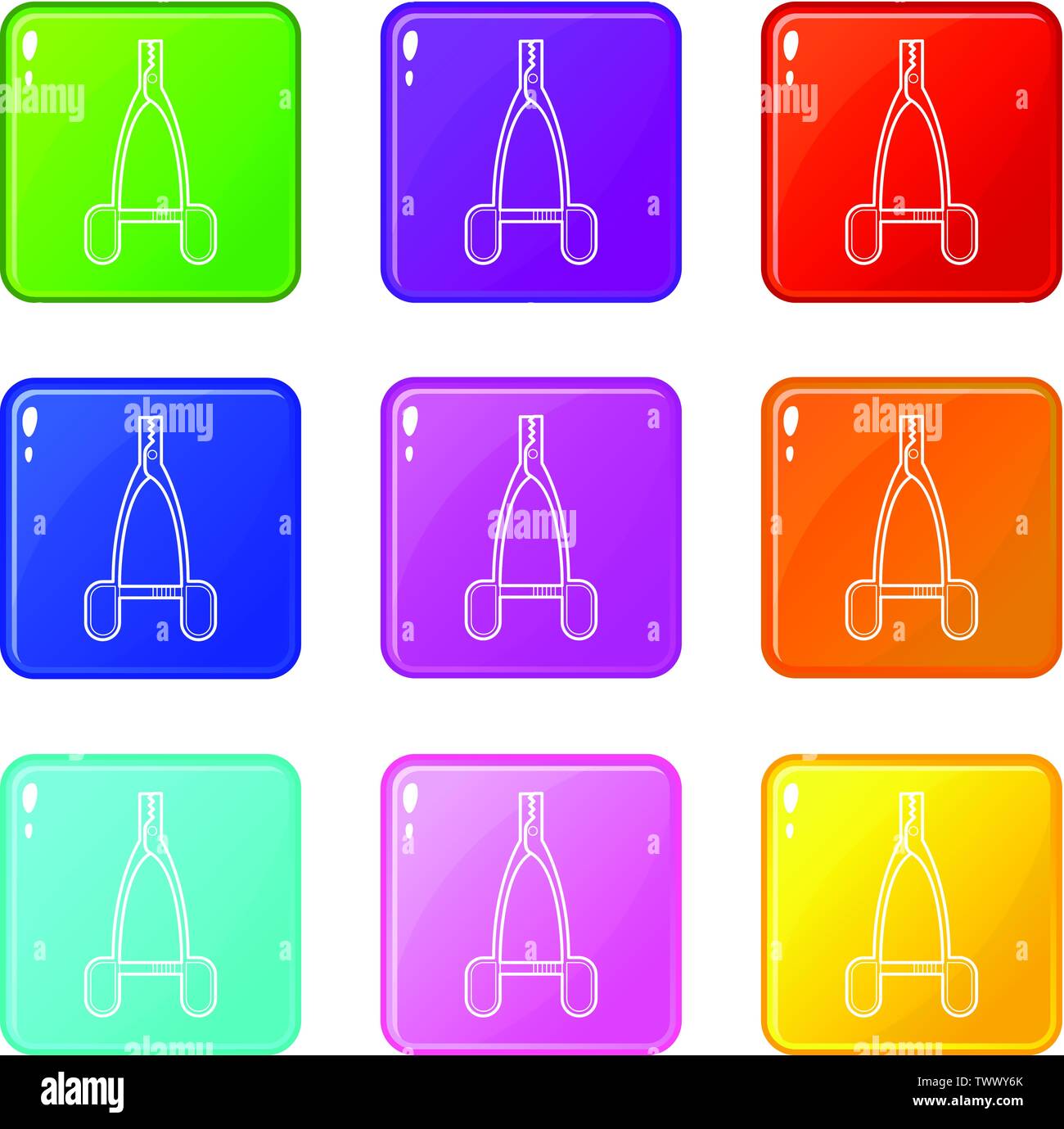 Medical pliers icons set 9 color collection Stock Vector Image & Art ...