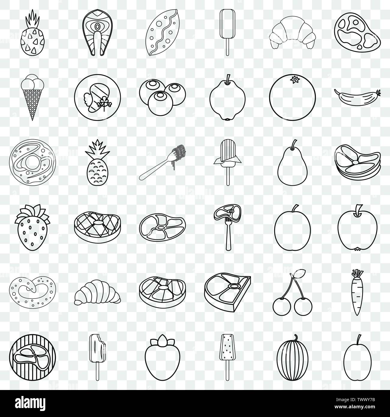 Meal icons set, outline style Stock Vector Image & Art - Alamy