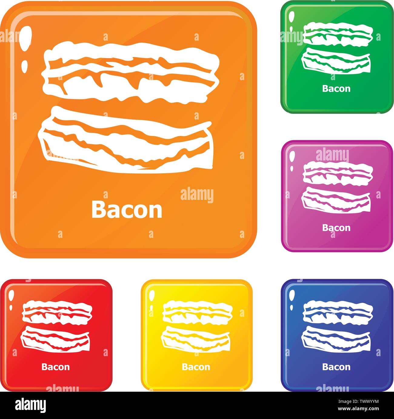 Bacon icons set vector color Stock Vector Image & Art - Alamy