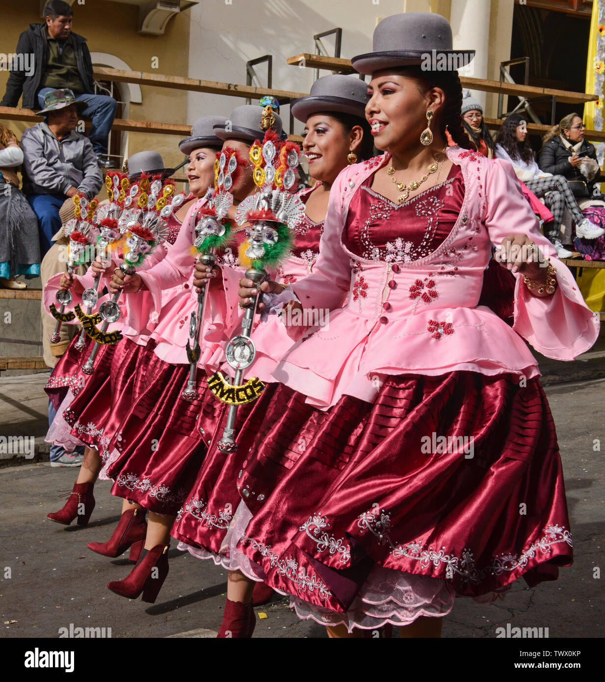 Cholitas dancing at the Gran Poder Festival, La Paz, Bolivia Stock ...