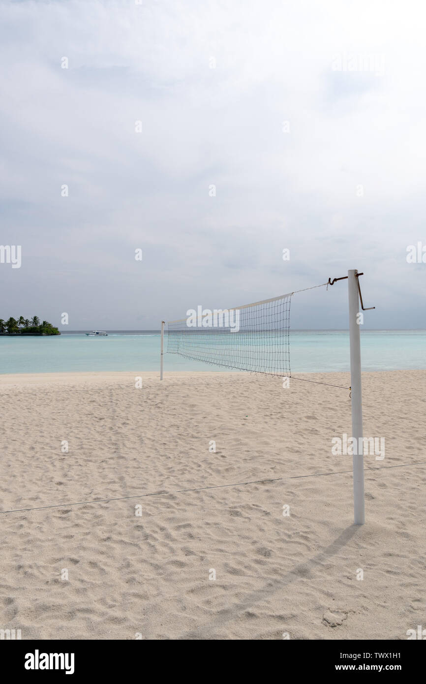 Volleyball court on the beach of a tropical island Stock Photo - Alamy