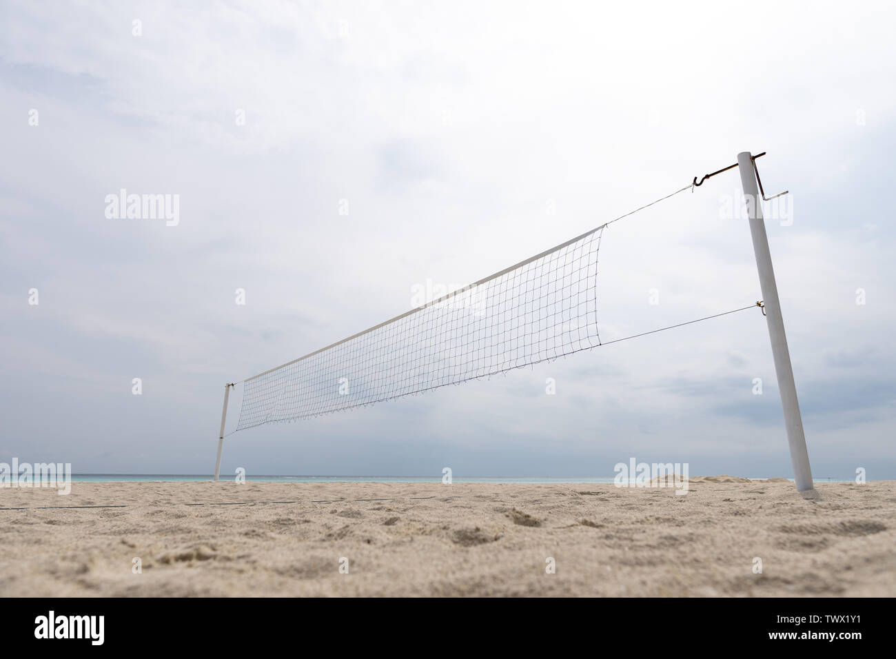 Volleyball court on the beach of a tropical island Stock Photo - Alamy