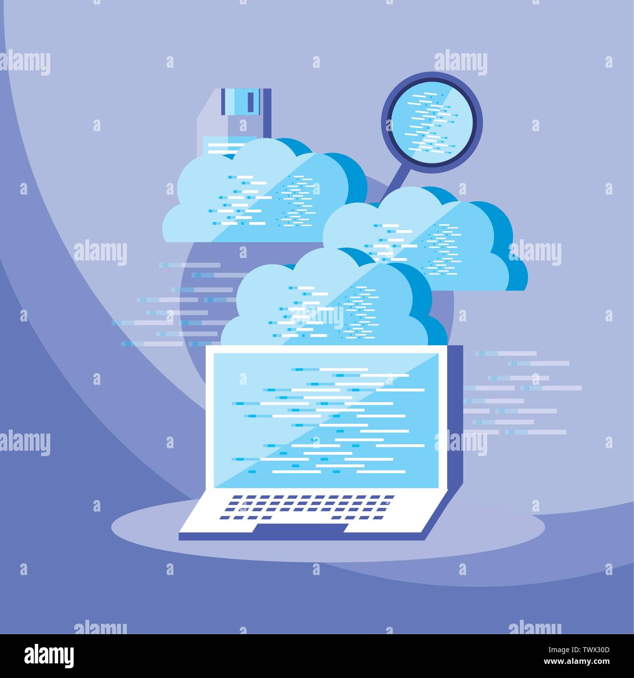Big data design, Web hosting data center security system and technology theme Vector ...