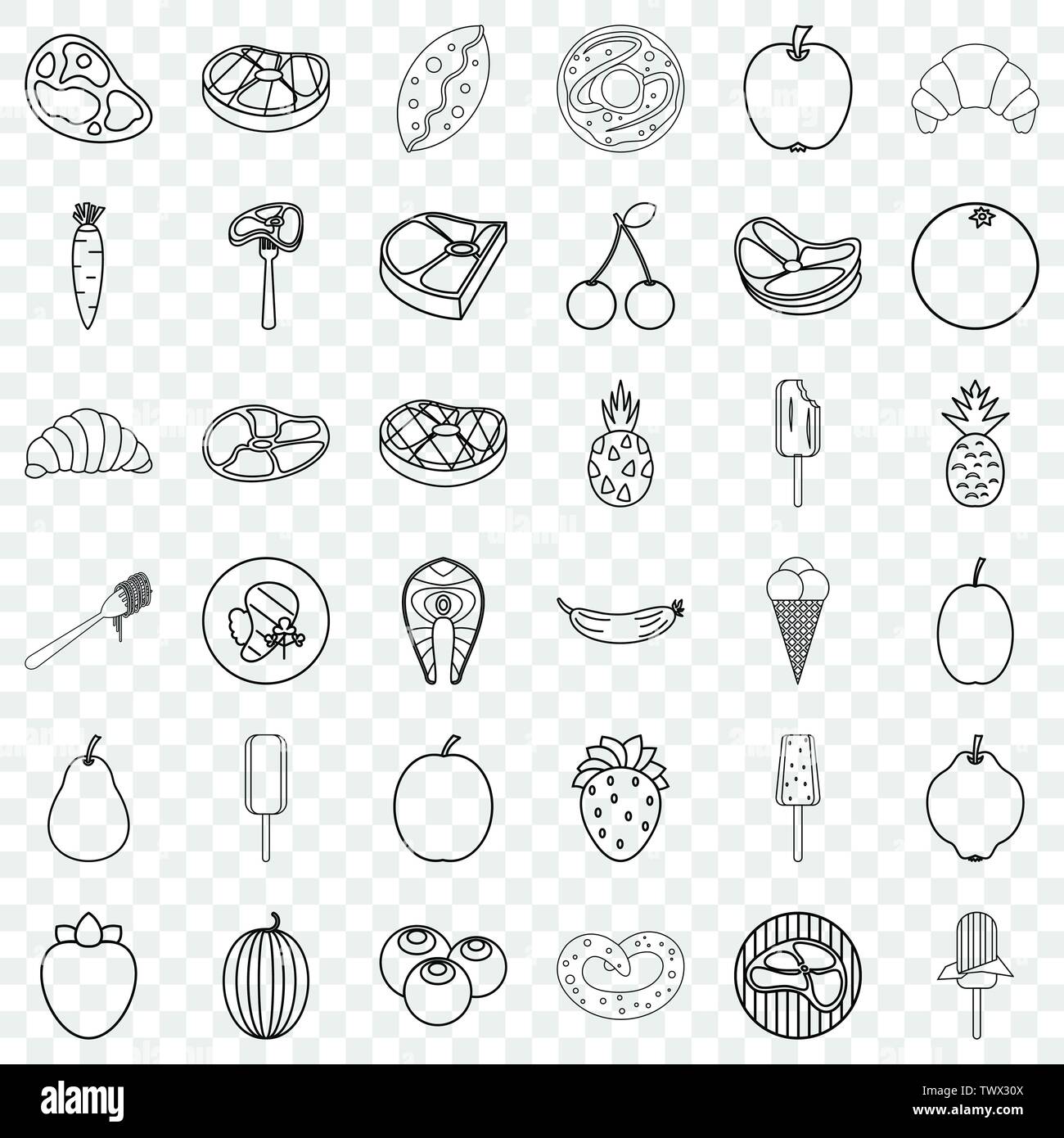 Lunch icons set, outline style Stock Vector Image & Art - Alamy