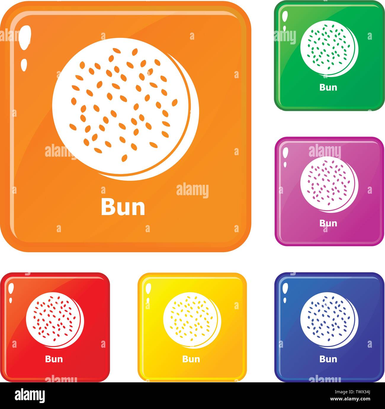 Bun icons set vector color Stock Vector Image & Art - Alamy