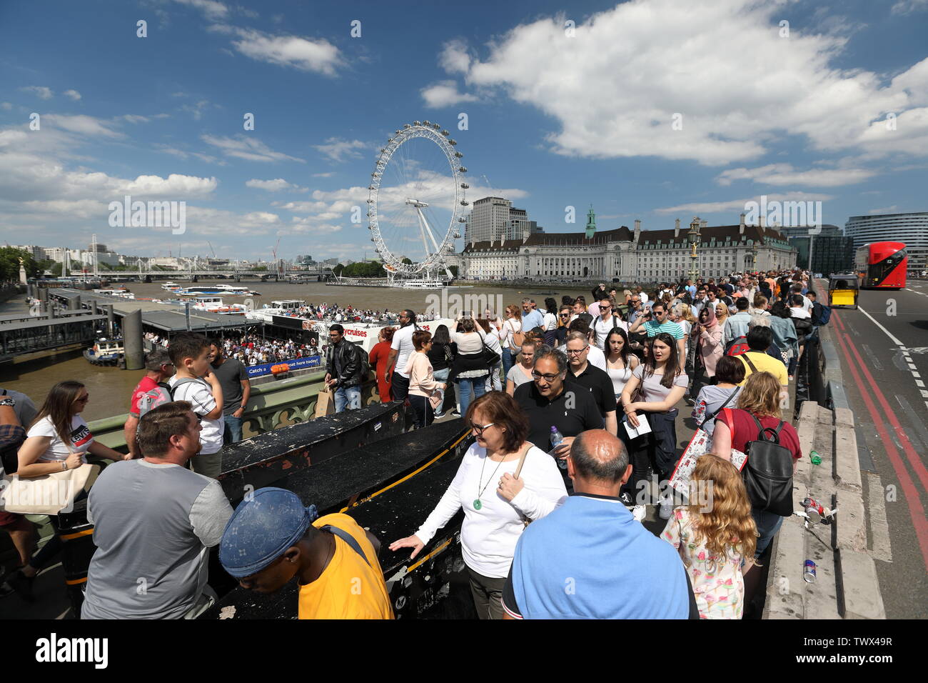 Westminster bridge with lots of crowds Stock Photo - Alamy