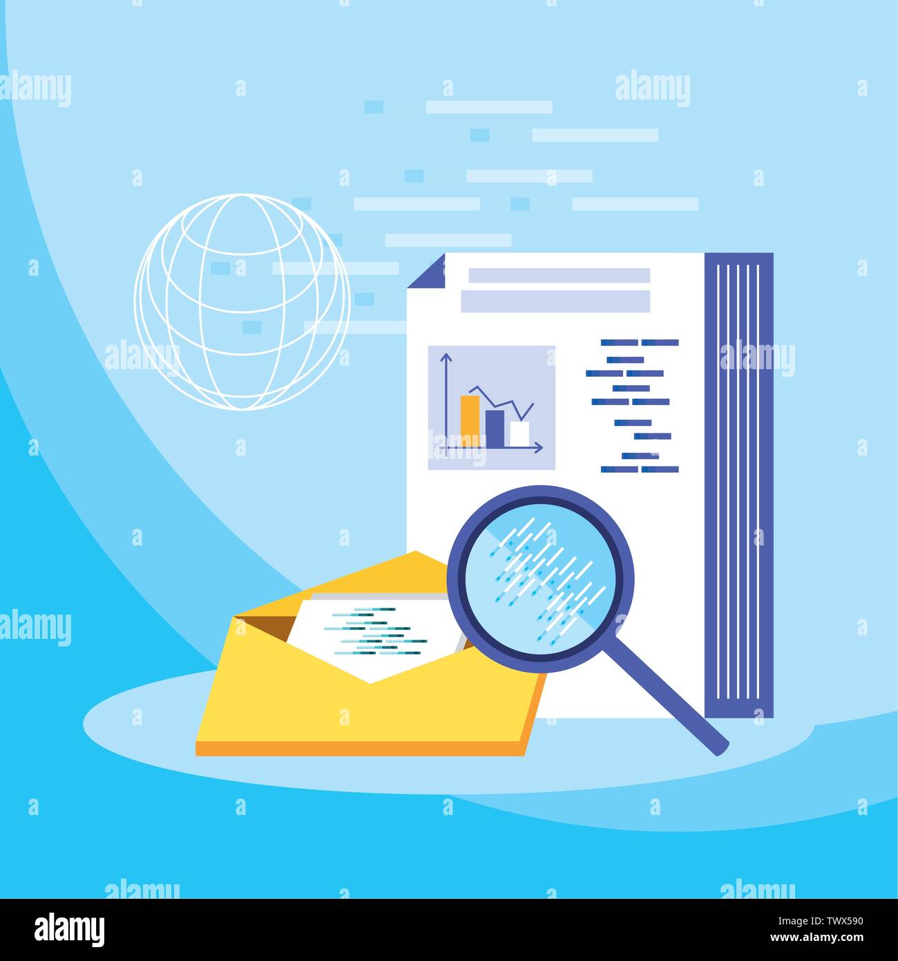 Big data design, Web hosting data center security system and technology theme Vector ...