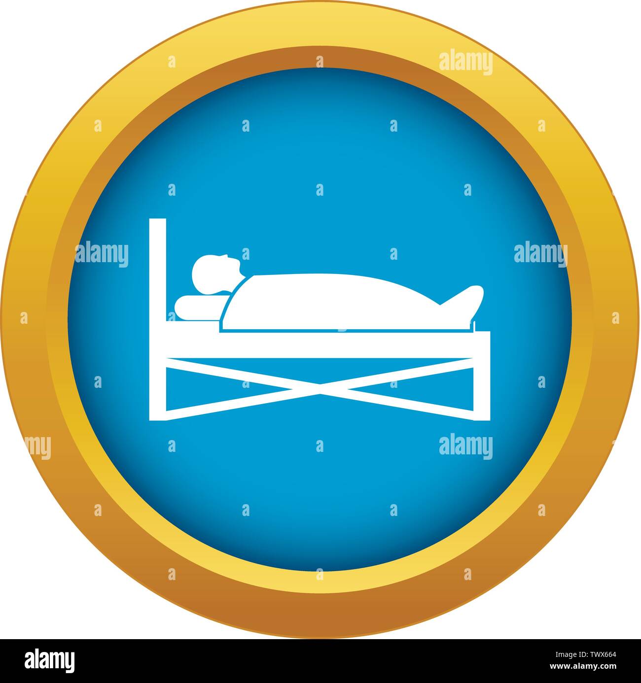 Patient in bed in hospital icon blue vector isolated Stock Vector Image ...
