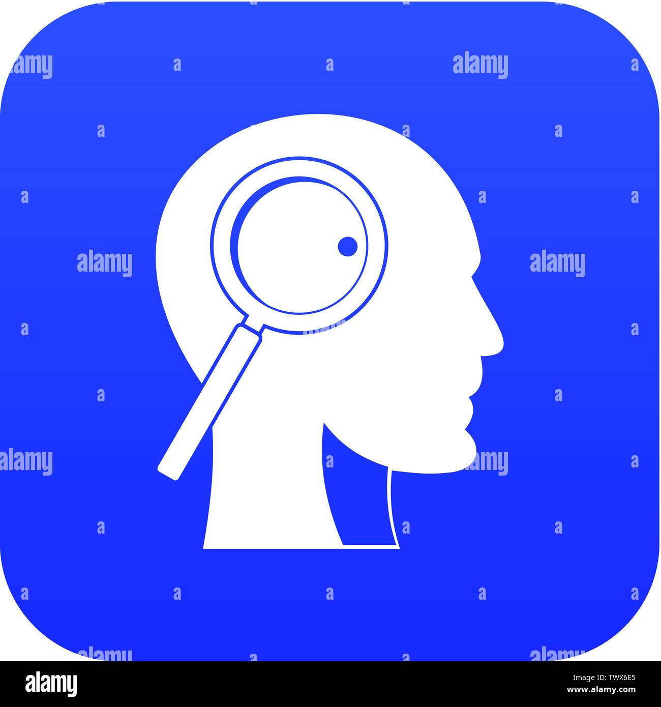 Magnifying glass in head icon digital blue Stock Vector Image & Art - Alamy