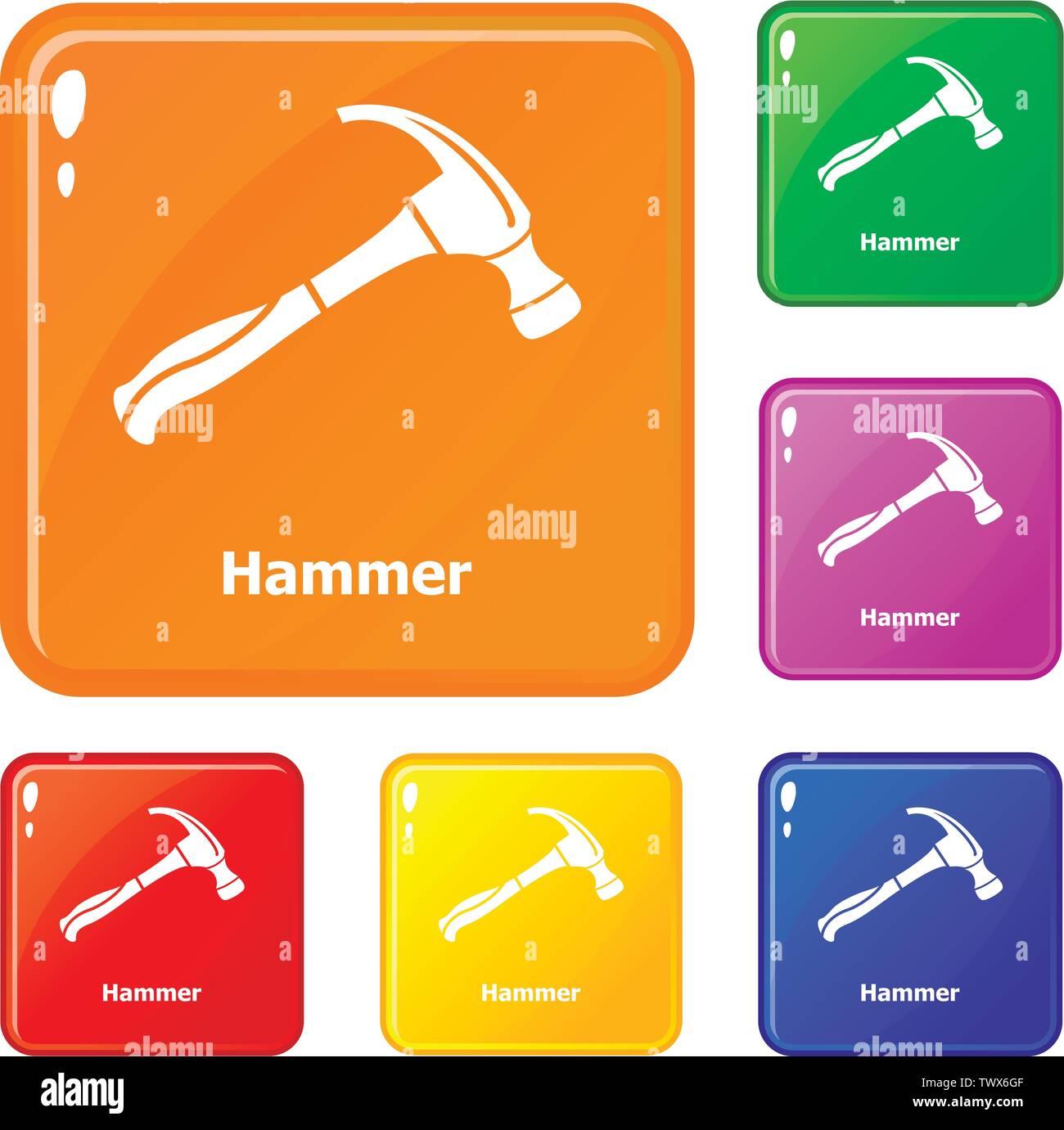 Hammer icons set vector color Stock Vector Image & Art - Alamy
