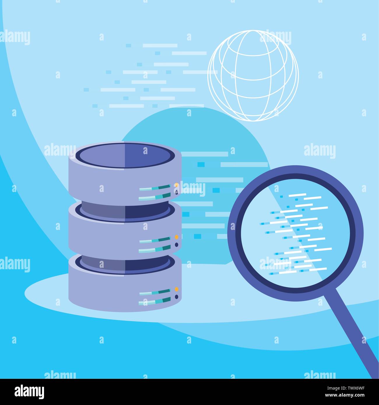 Big data design, Web hosting data center security system and technology theme Vector ...