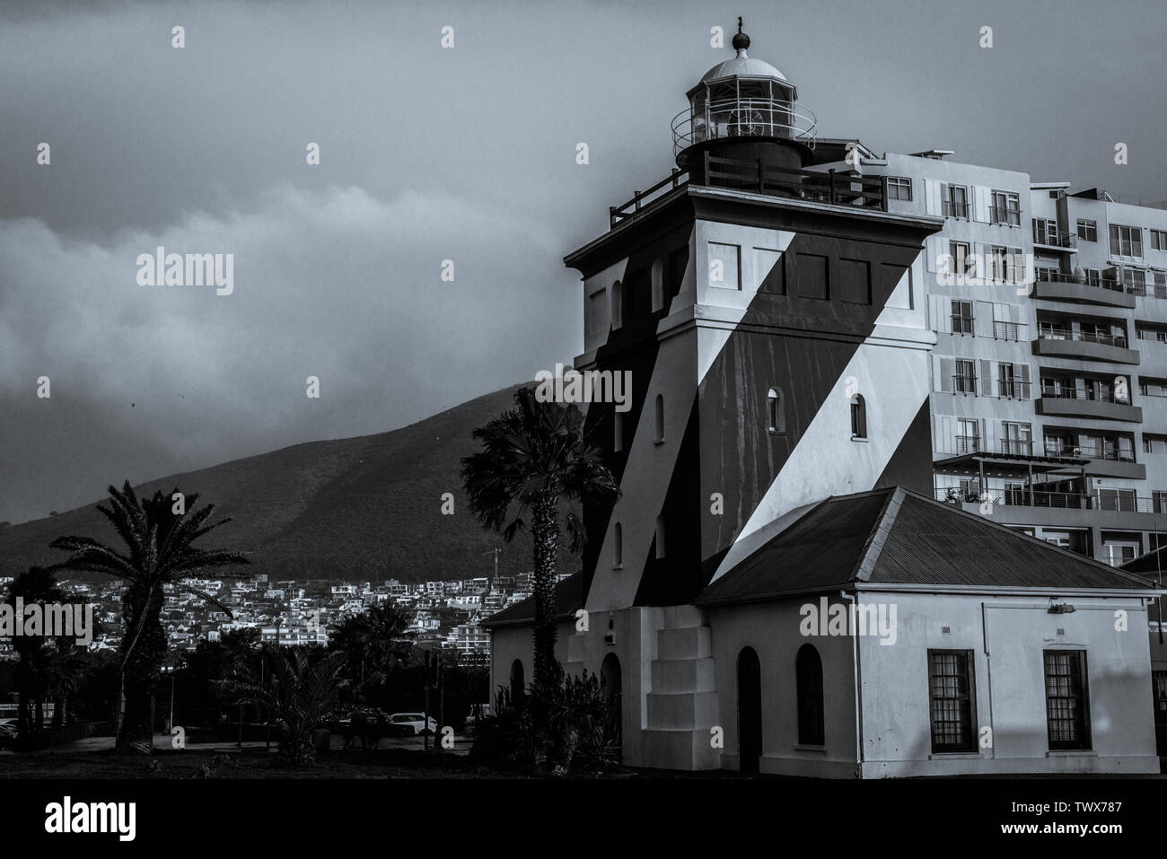 South Africa's Green Point Lighthouse in the Cape Town Atlantc coastal ...