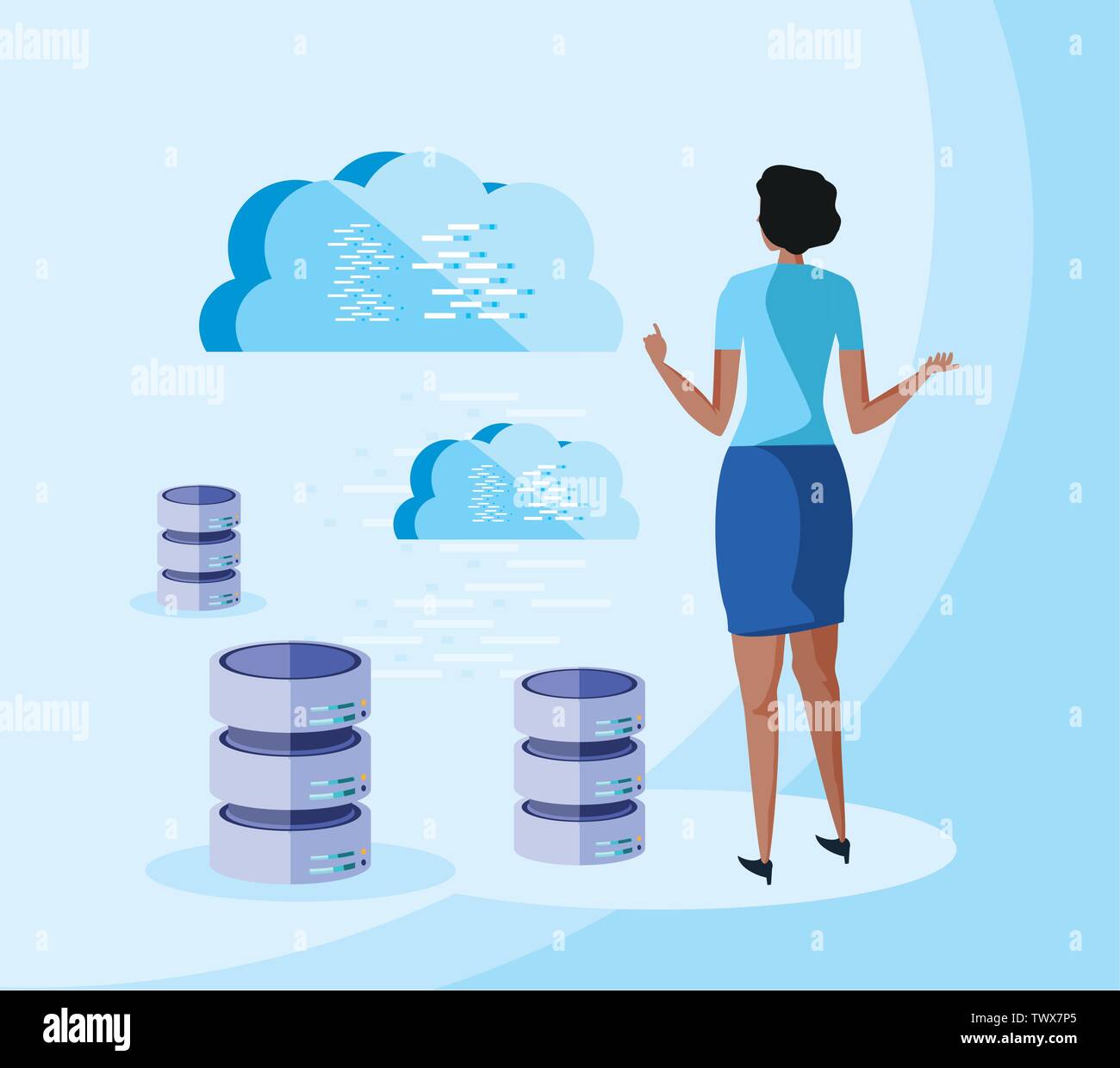 Big data design, Web hosting data center security system and technology theme Vector ...