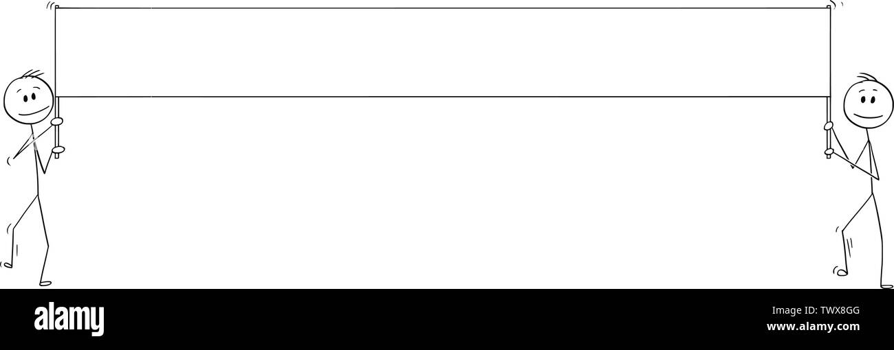 Vector cartoon stick figure drawing conceptual illustration of two men ...