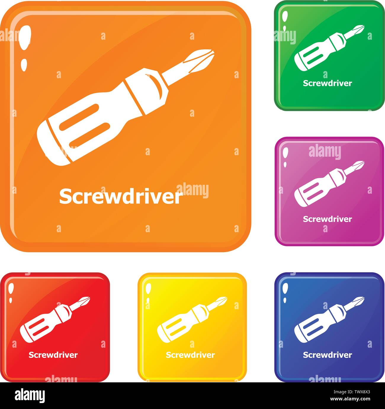 Screwdrive icons set vector color Stock Vector Image & Art - Alamy