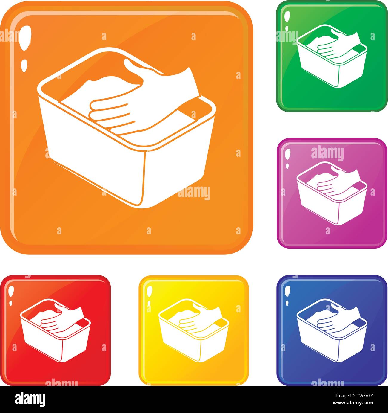 Hand washing clothes icons set vector color Stock Vector Image & Art ...