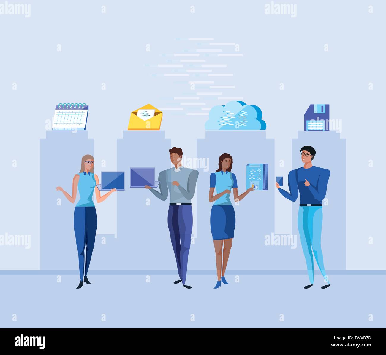 Big data design, Web hosting data center security system and technology theme Vector ...