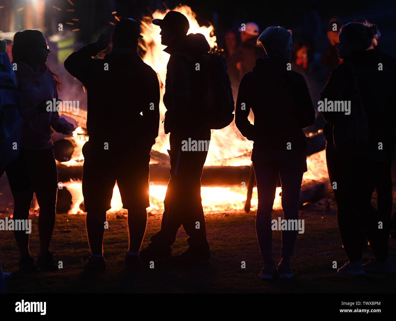 Garmisch Partenkirchen, Germany. 23rd June, 2019. A solstice fire ...