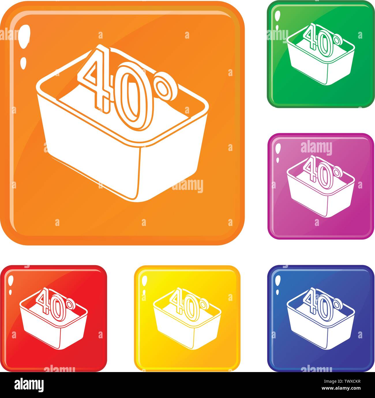 Hand wash 40 degrees celsius icons set vector color Stock Vector Image ...