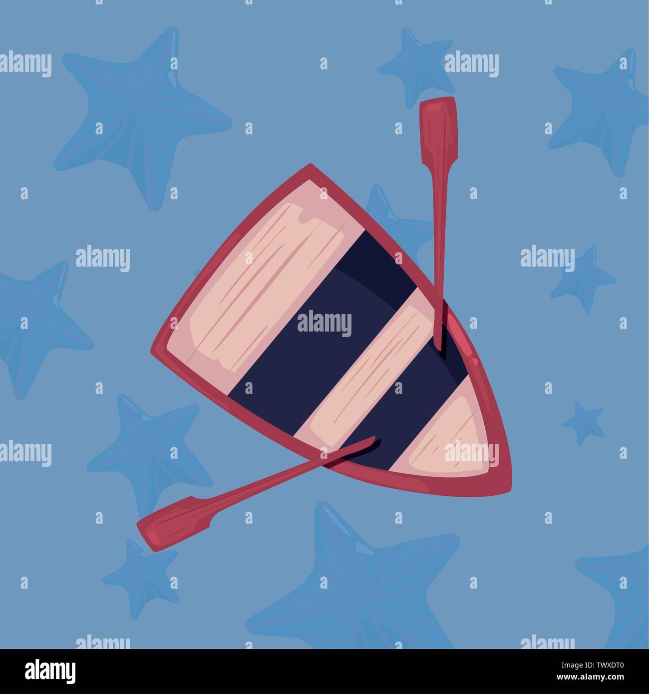 rowing boat top view stars background vector illustration Stock Vector ...