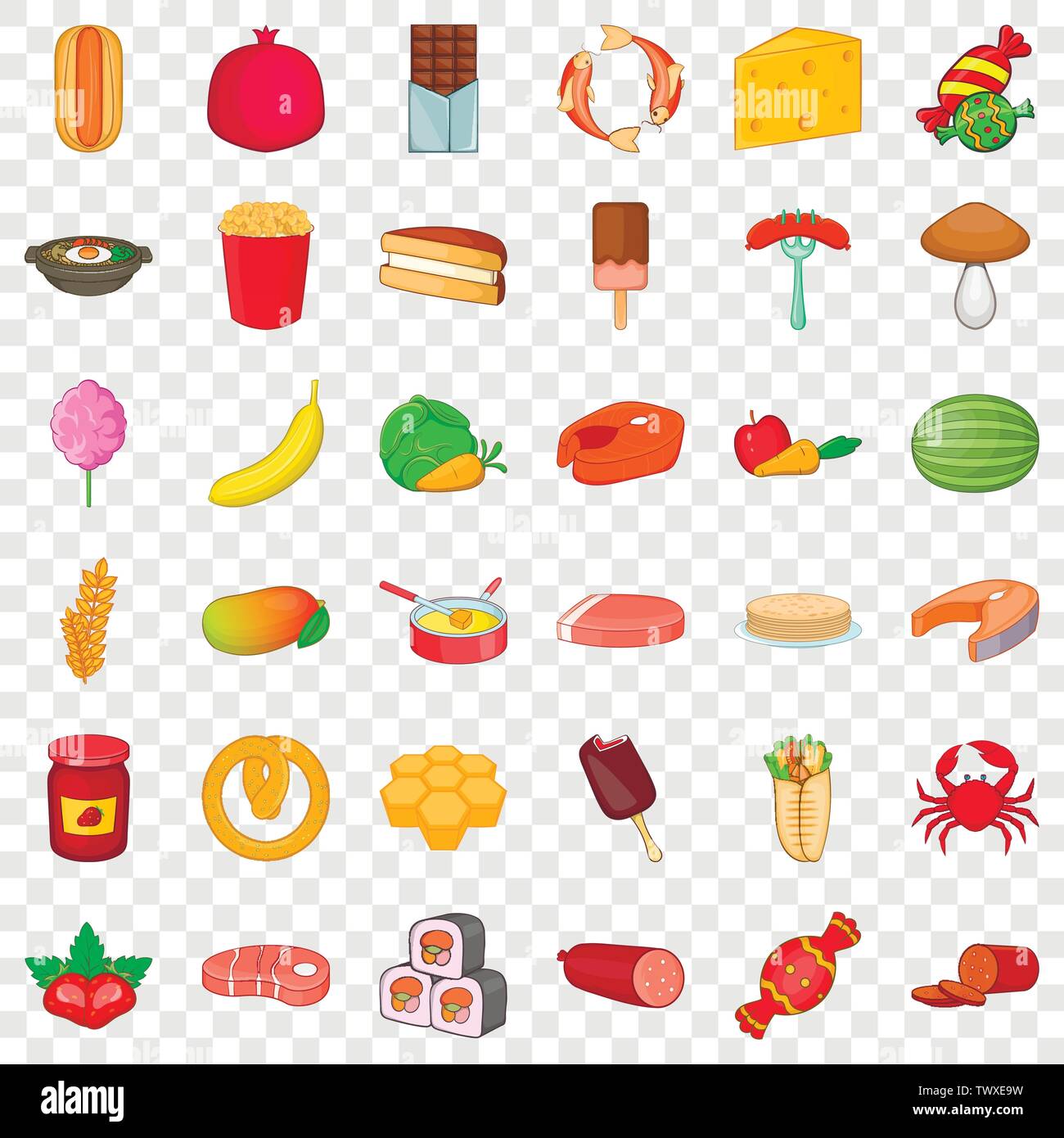 Eating icons set, cartoon style Stock Vector Image & Art - Alamy