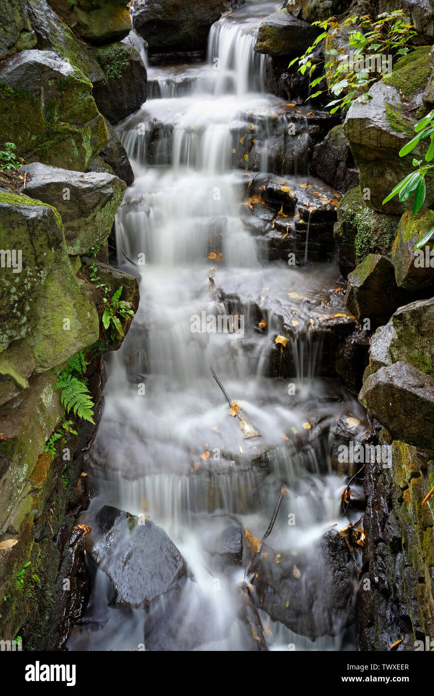 UK, South Yorkshire, Sheffield, Endcliffe Park Waterfalls Stock Photo ...