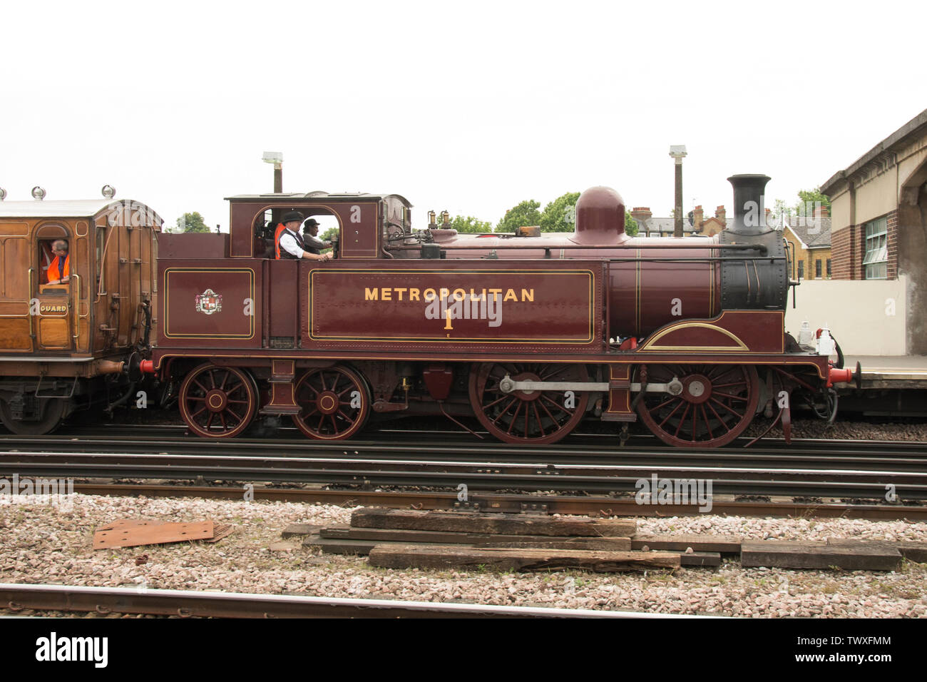 23 June 2019 - London - Metropolitan steam locomotive no 1 hauling a ...