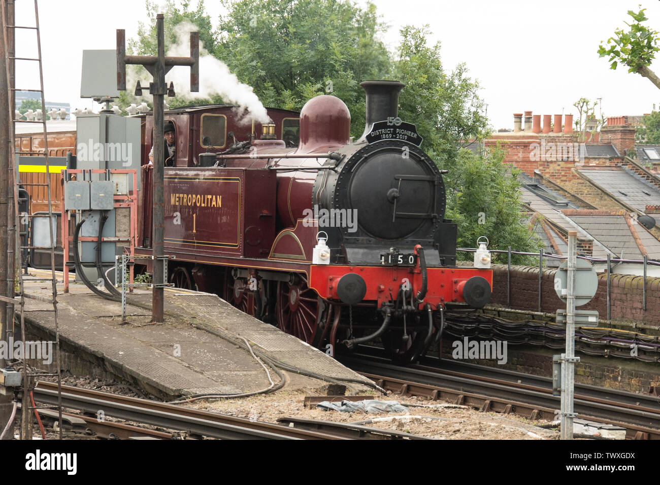 23 June 2019 - London - Metropolitan steam locomotive no 1 hauling a ...