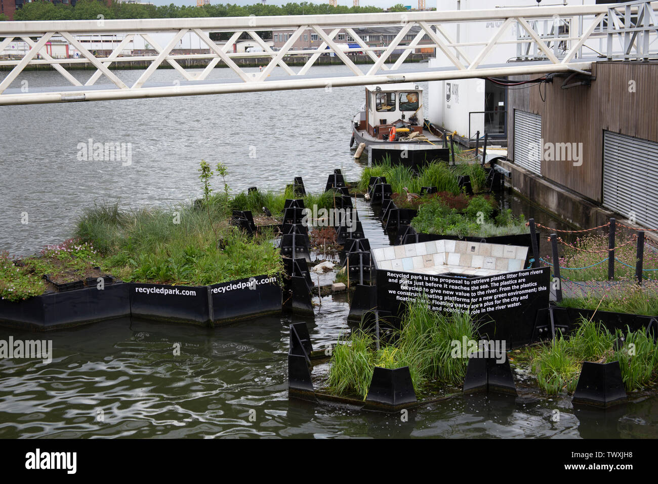 Recycled Park a floating park made of recycled plastic on the River ...