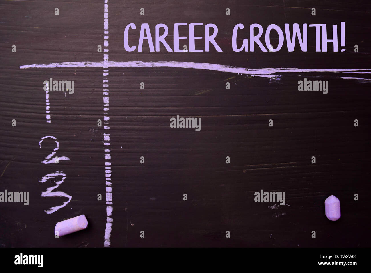Career Growth! written with color chalk. Supported by an additional ...