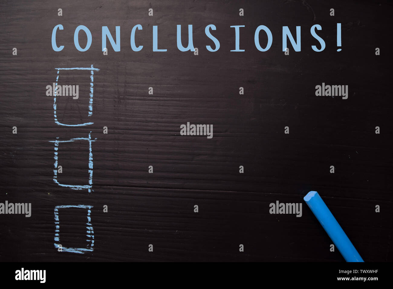 Conclusions! written with color chalk. Supported by an additional ...