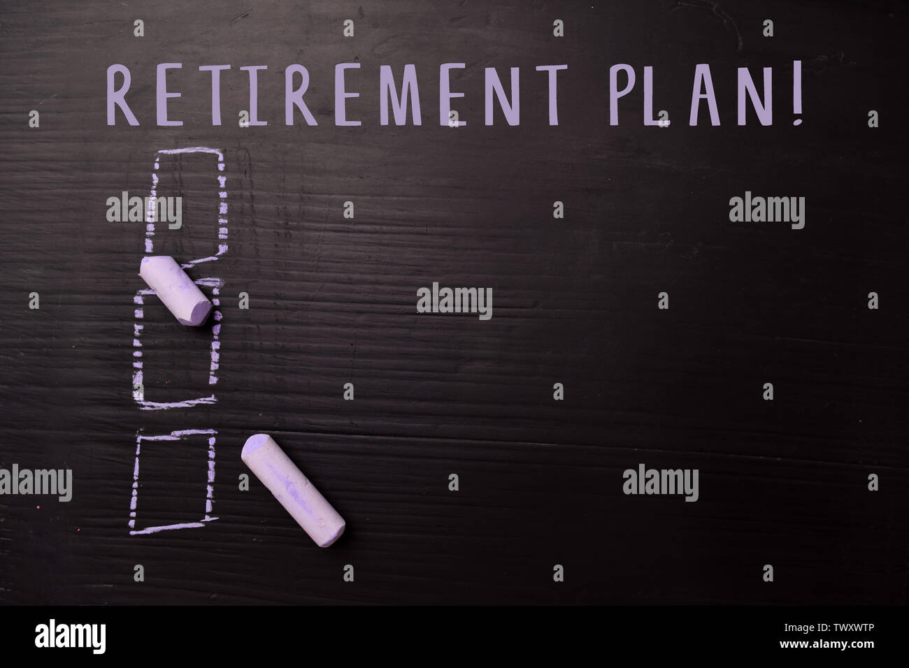Retirement Plan! written with color chalk. Supported by an additional ...