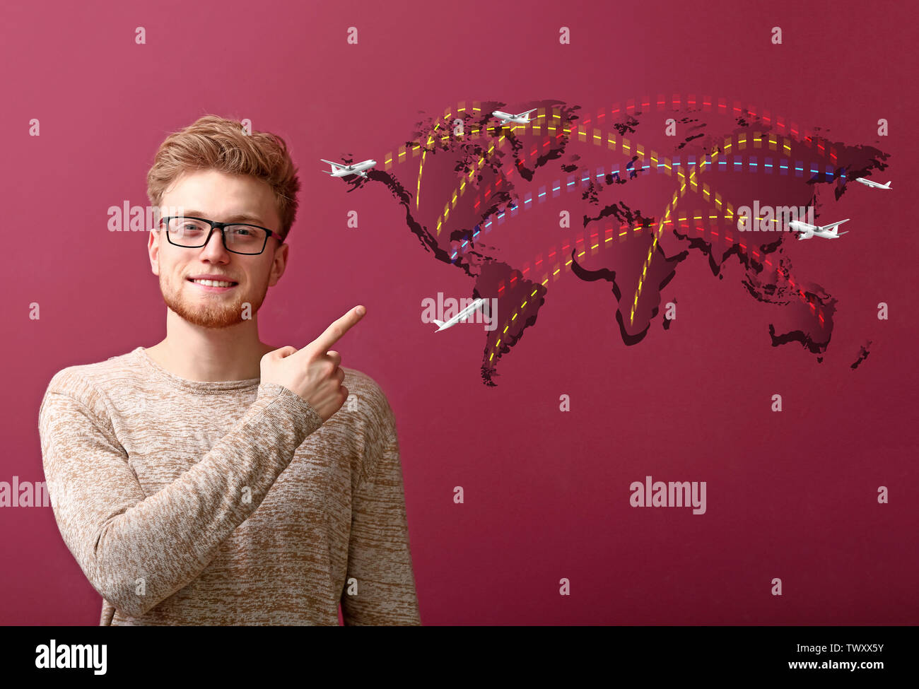 Finger pointing route on map hi-res stock photography and images - Alamy