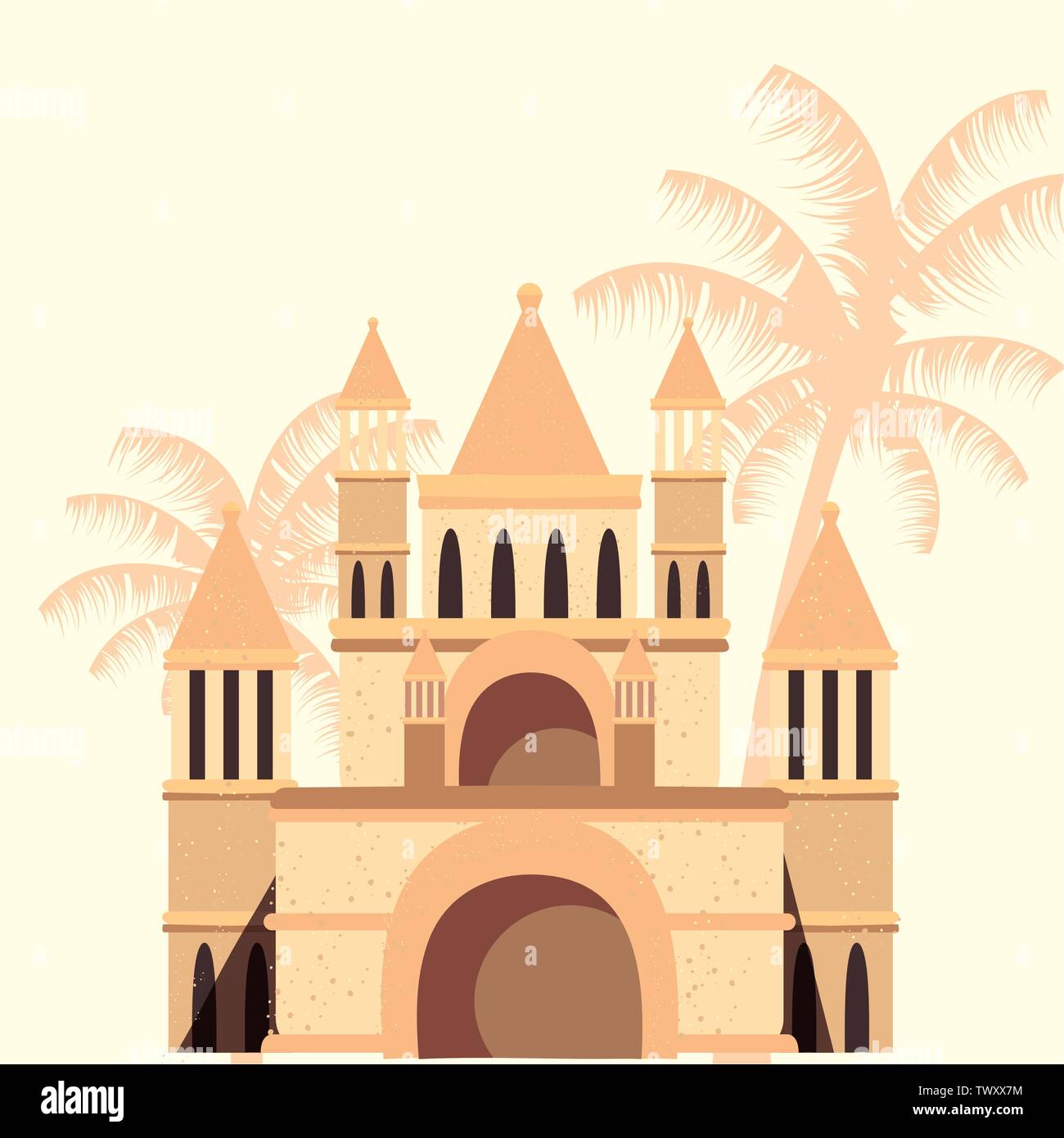 summer time holiday sand castle sunglasses camera sunblock vector ...