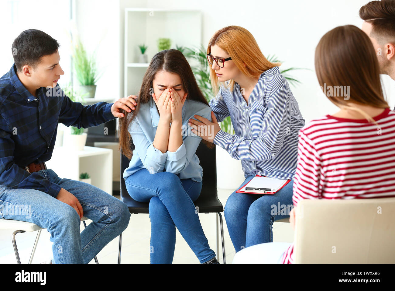 People at group therapy session Stock Photo - Alamy