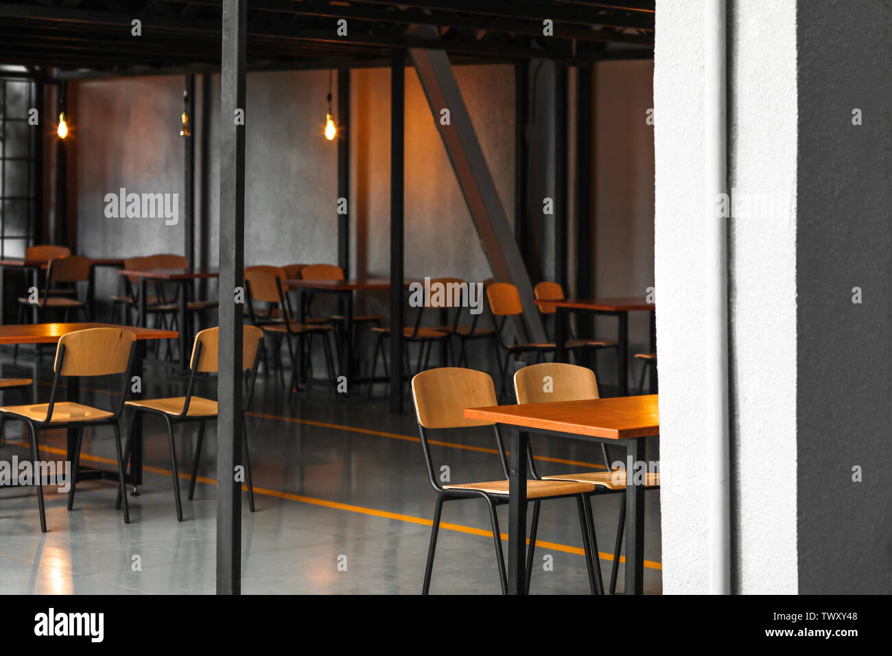 Interior of modern cafe in big business center Stock Photo - Alamy