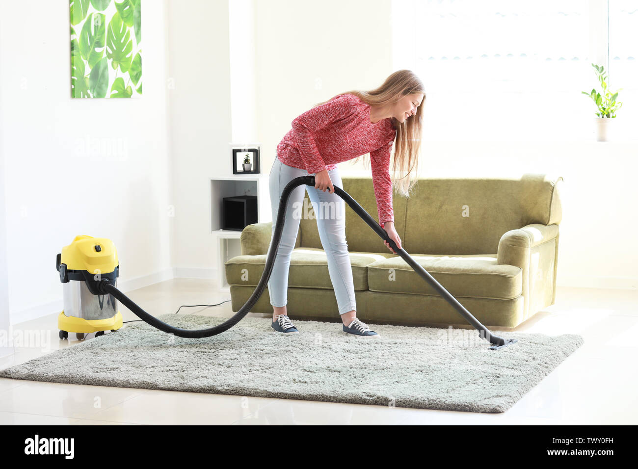 Housework cleaning woman hoovering hi-res stock photography and images ...