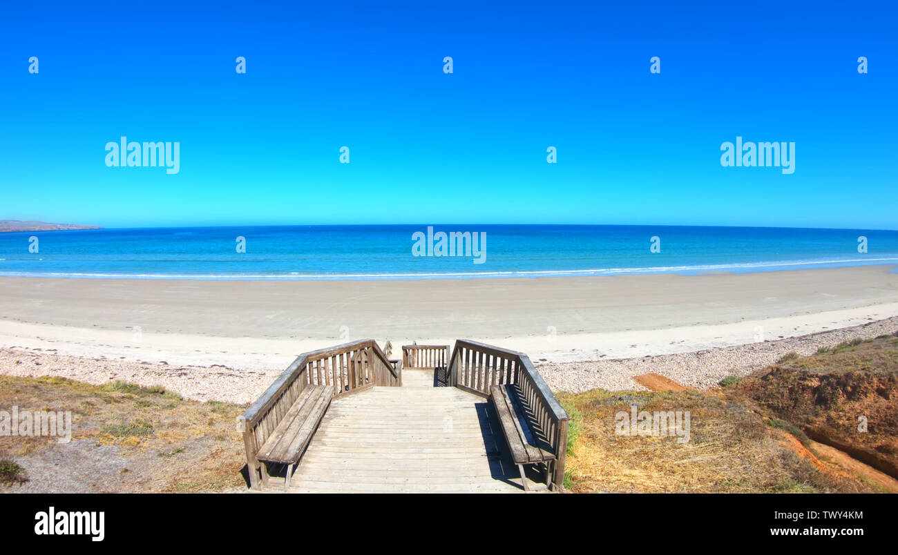Drone aerial view of Australian wide open beach and coastline, taken at ...