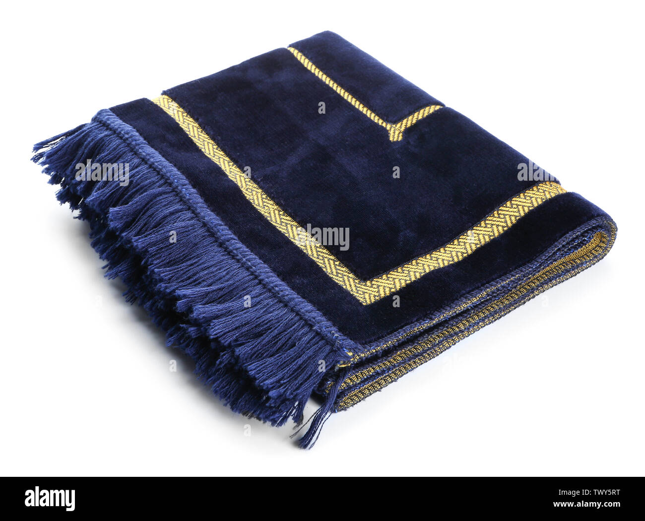 Muslim prayer mat on white background Stock Photo - Alamy