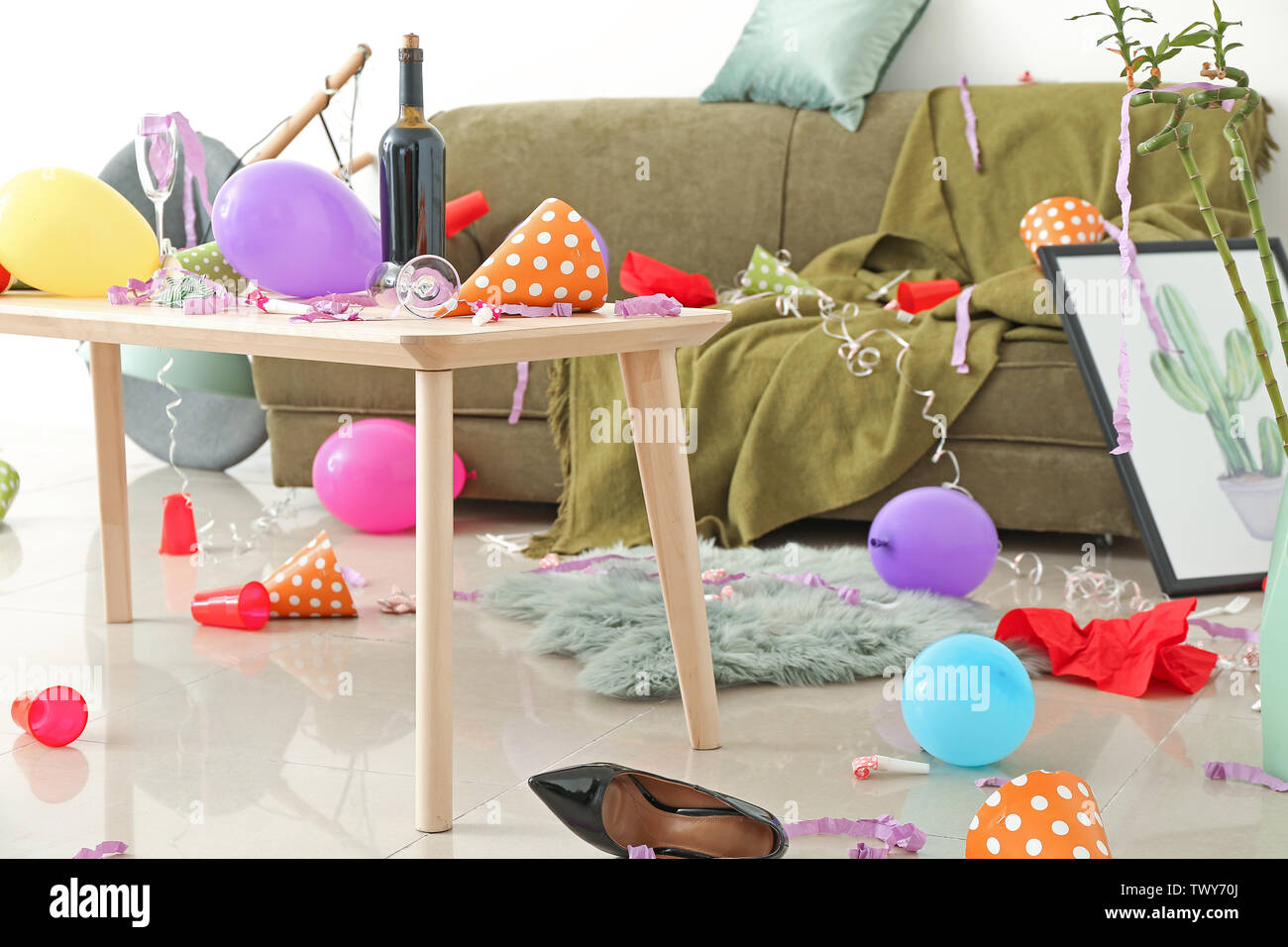 Interior of room after party Stock Photo - Alamy