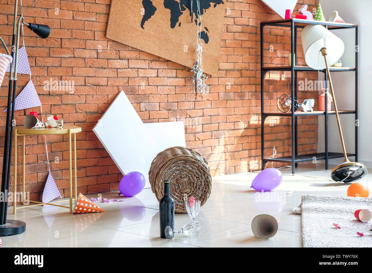 Interior of room after party Stock Photo - Alamy