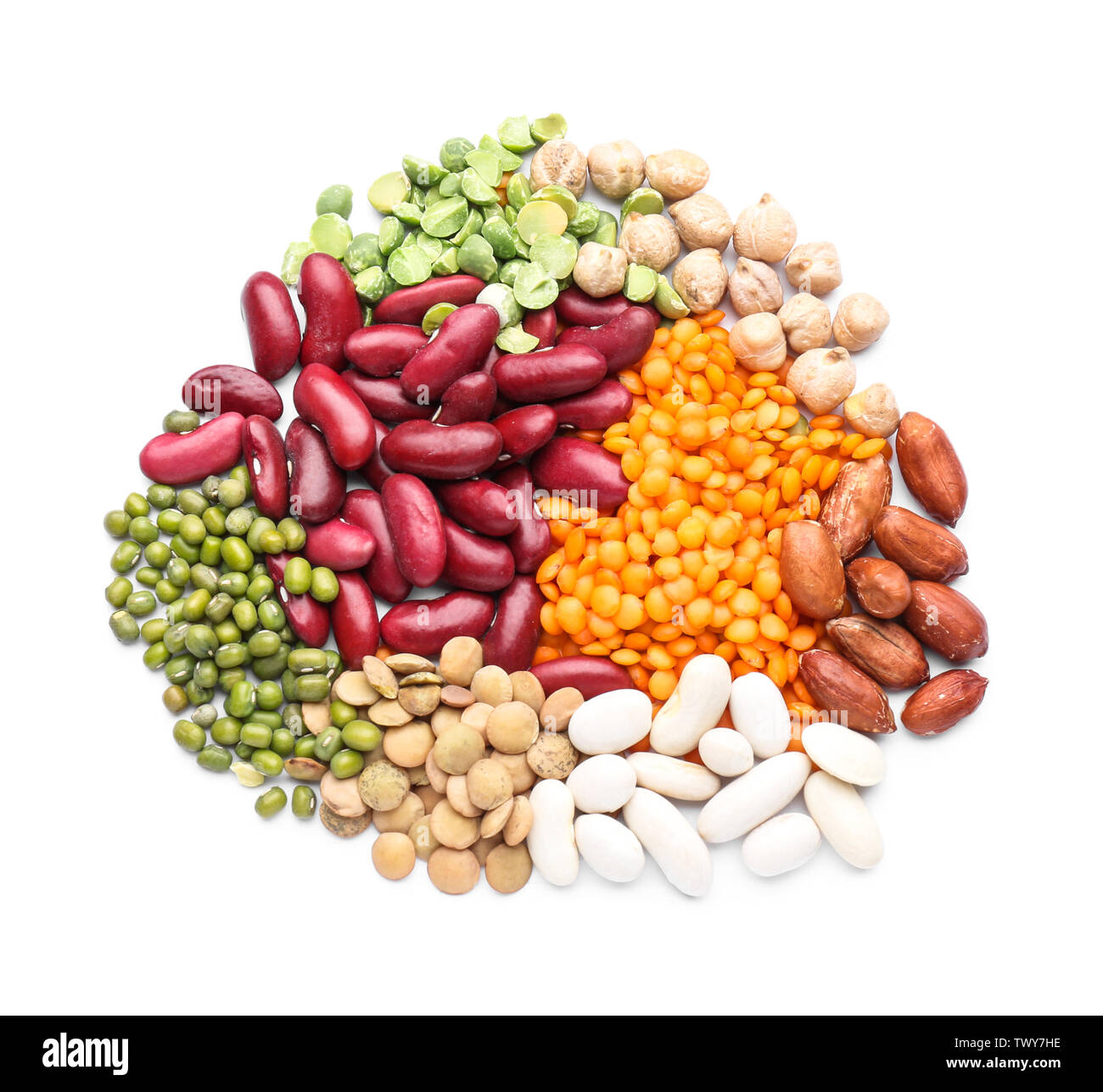 Different legumes on white background Stock Photo - Alamy