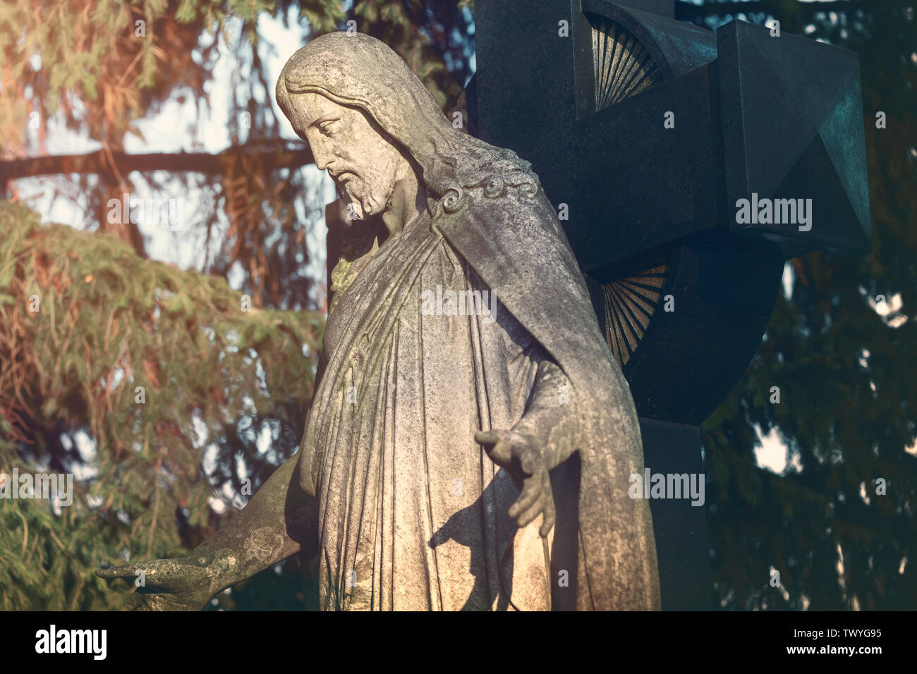 sculpture of jesus. unknown artist of the 19th century Stock Photo - Alamy