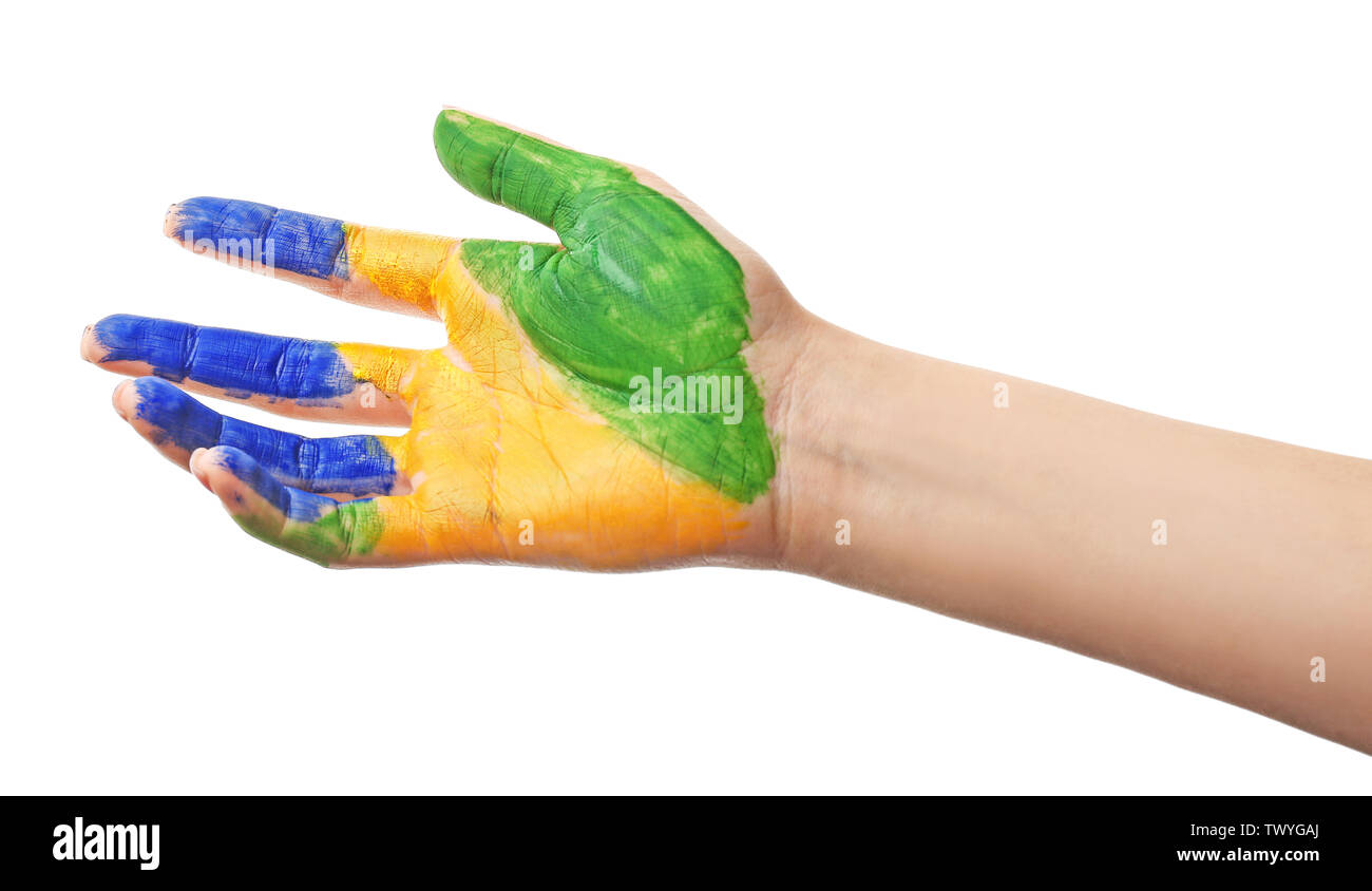 Paint on hands hand arm arms Cut Out Stock Images & Pictures - Alamy