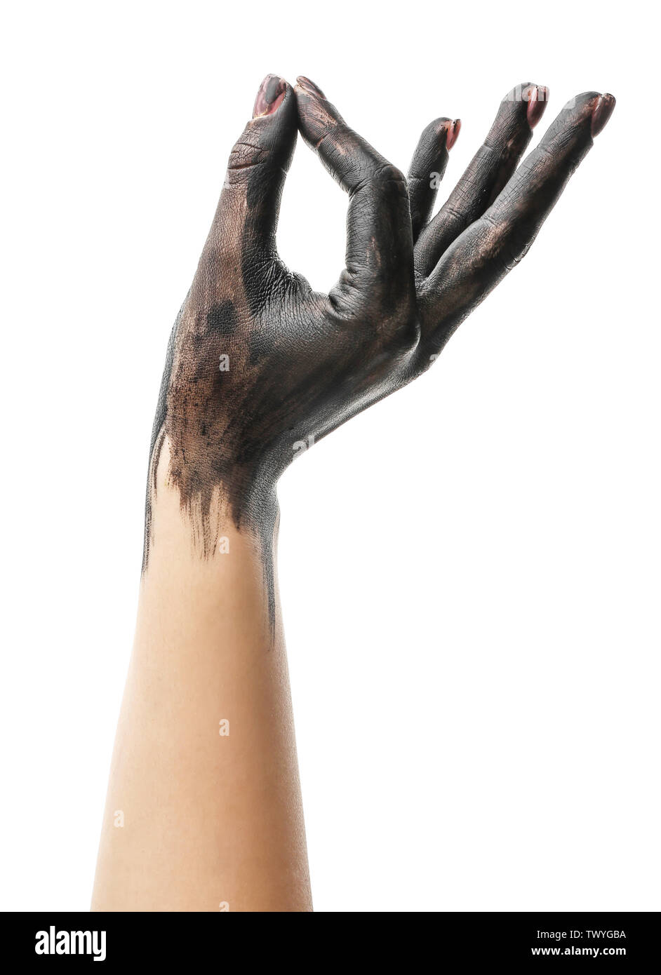 Painted female hand on white background Stock Photo - Alamy