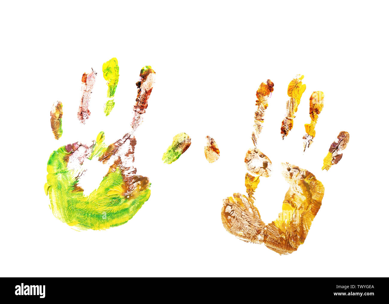 Print of human painted palms on white background Stock Photo - Alamy