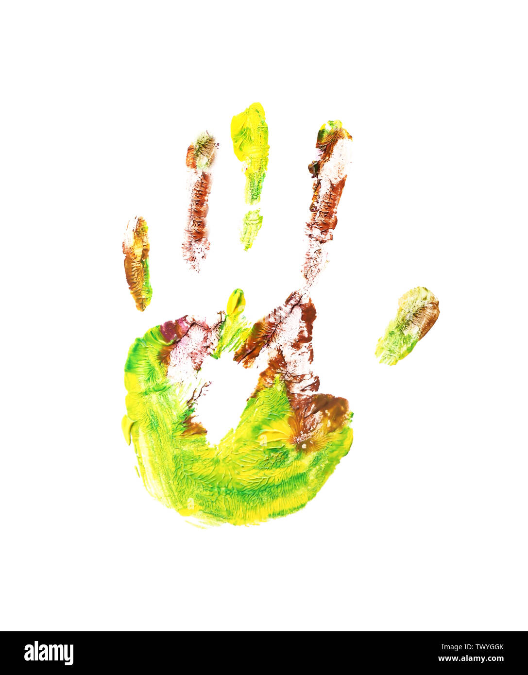Print of human painted palm on white background Stock Photo - Alamy