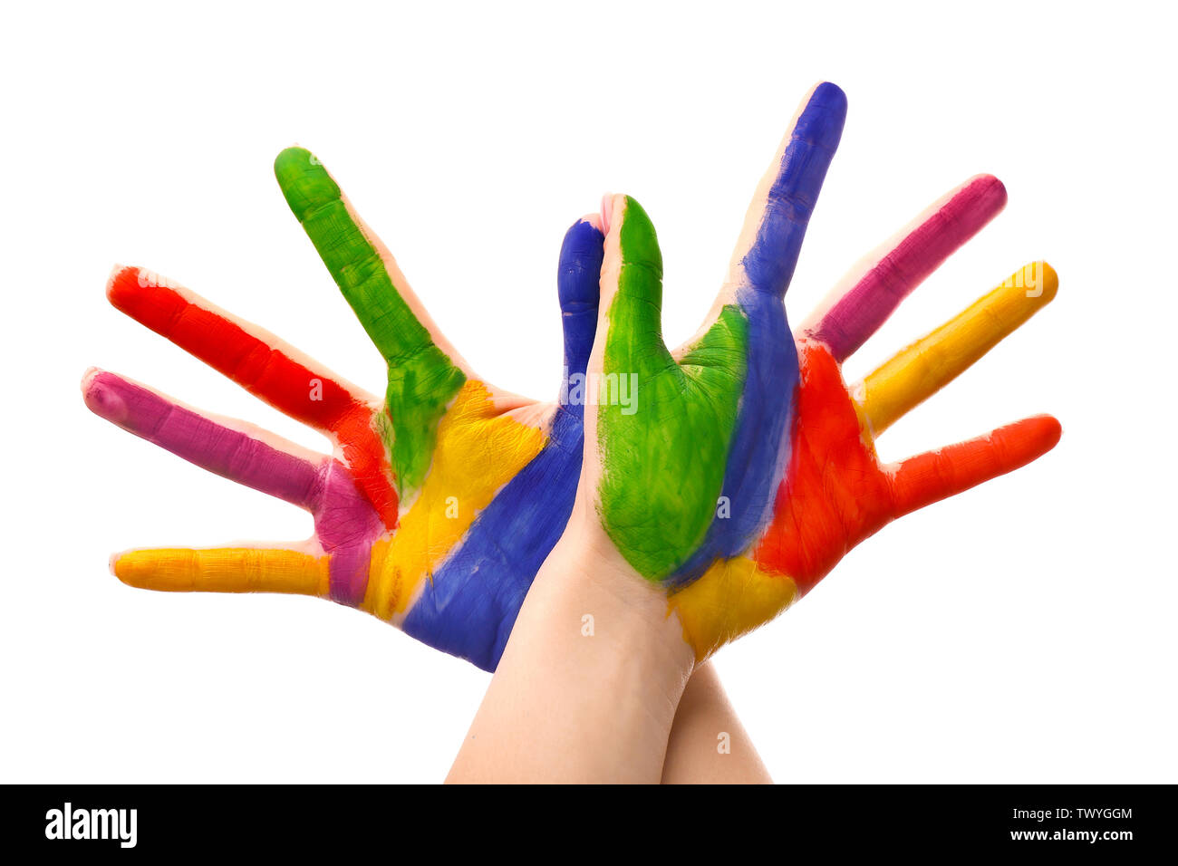 Girl paint covered hands arms hi-res stock photography and images - Alamy