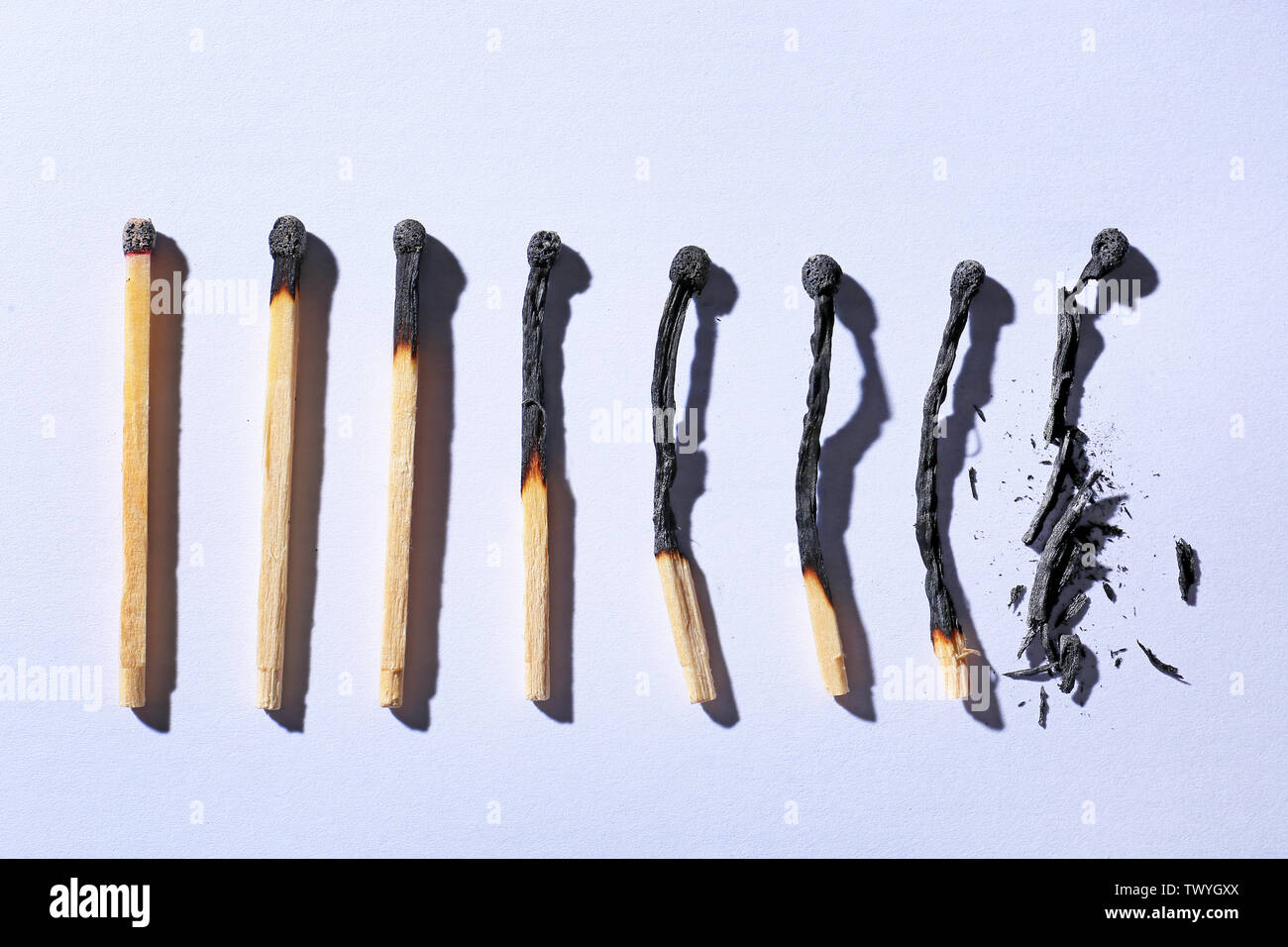 Different matches on white background Stock Photo - Alamy