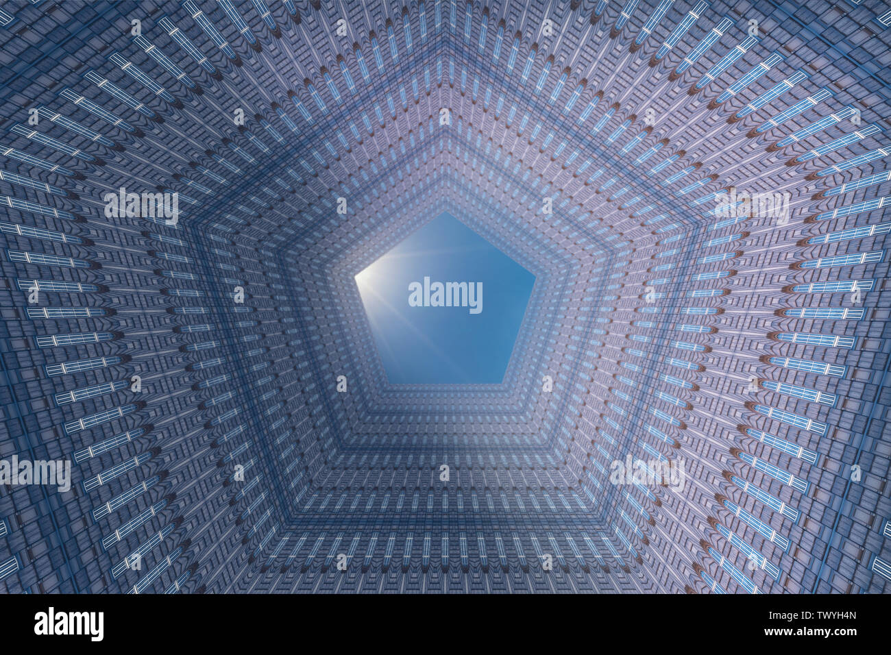 constructed architecture, courtyard in the shape of a pentagon Stock ...